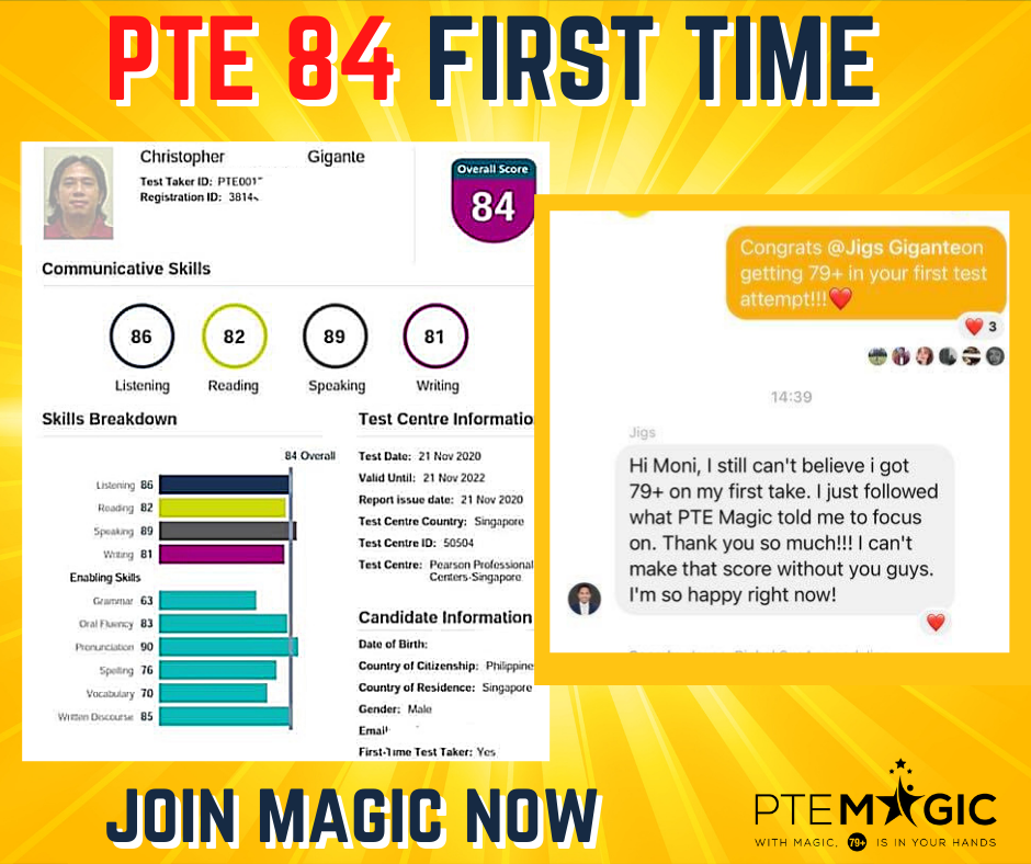 pearson pte academic 84